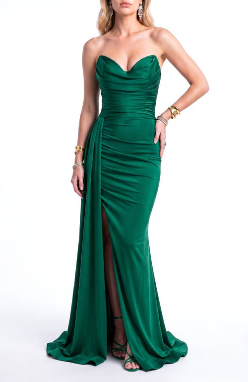 JESSICA ANGEL Jessica Angel Strapless Sweetheart Mermaid Gown with Side Drape and Slit